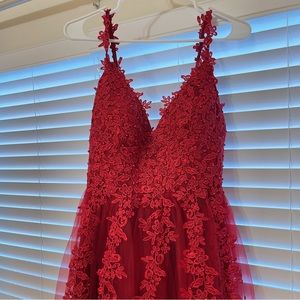 Prom Lily | Dresses | Nwot Promlily Red Lace Faux Pearl Sleeveless ...